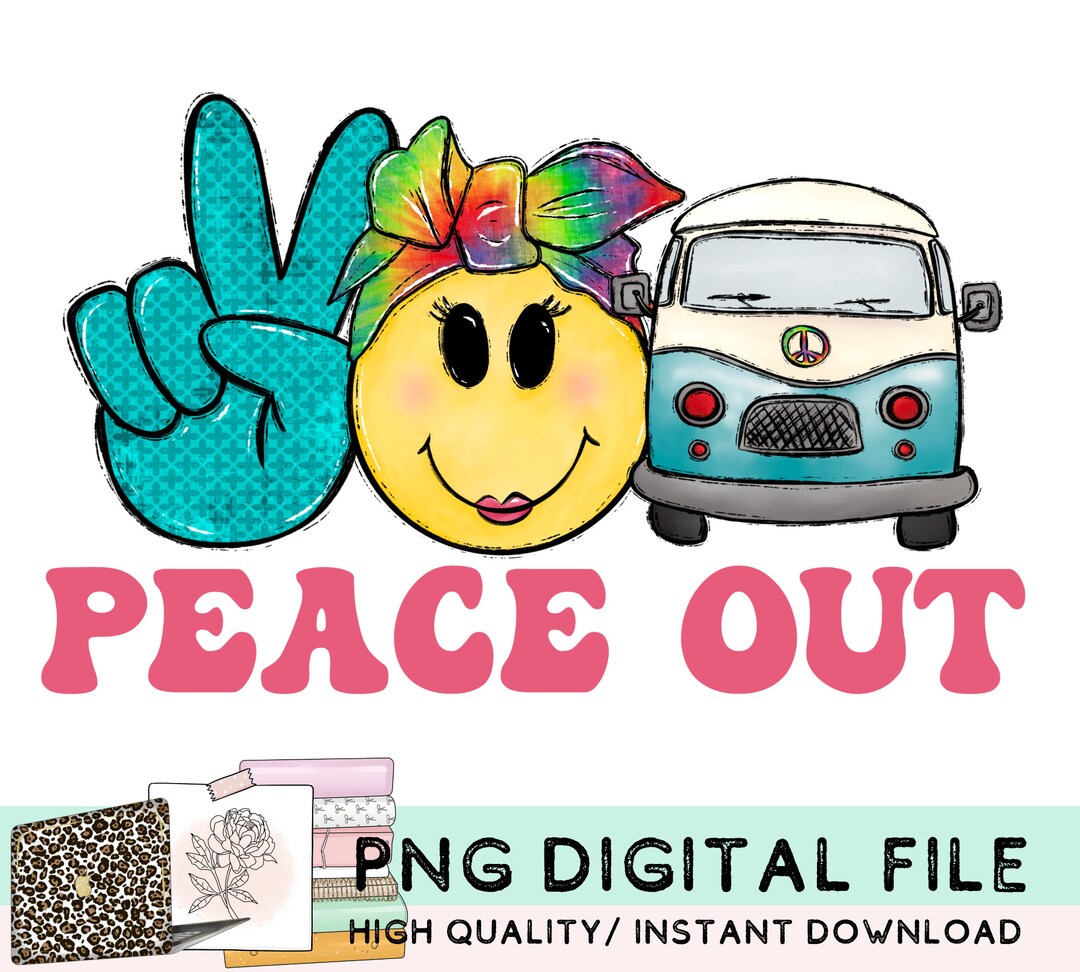 Peace Out Png, Retro Png, End of School Year Png, Peace Out, Dtf ...