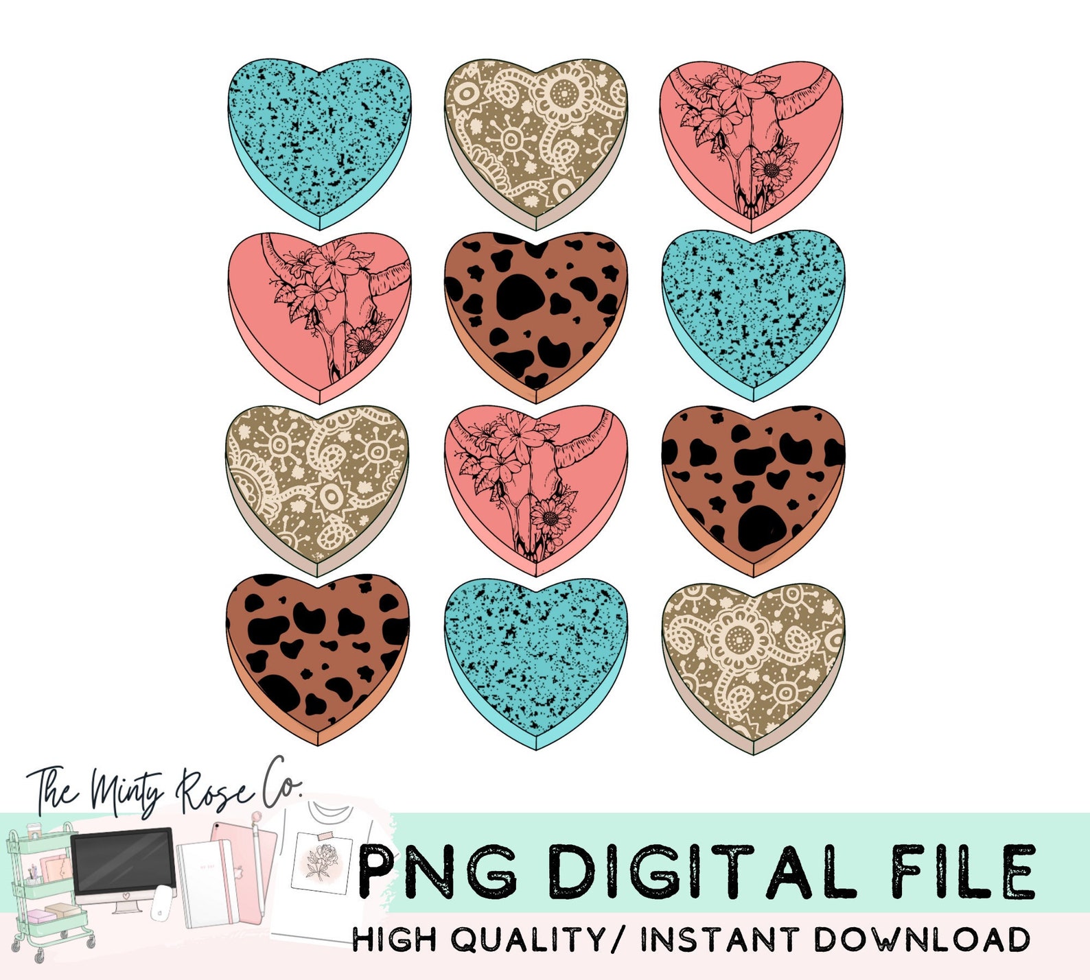 Candy Hearts Png Country Western Hearts Blank Add Your Own - Etsy