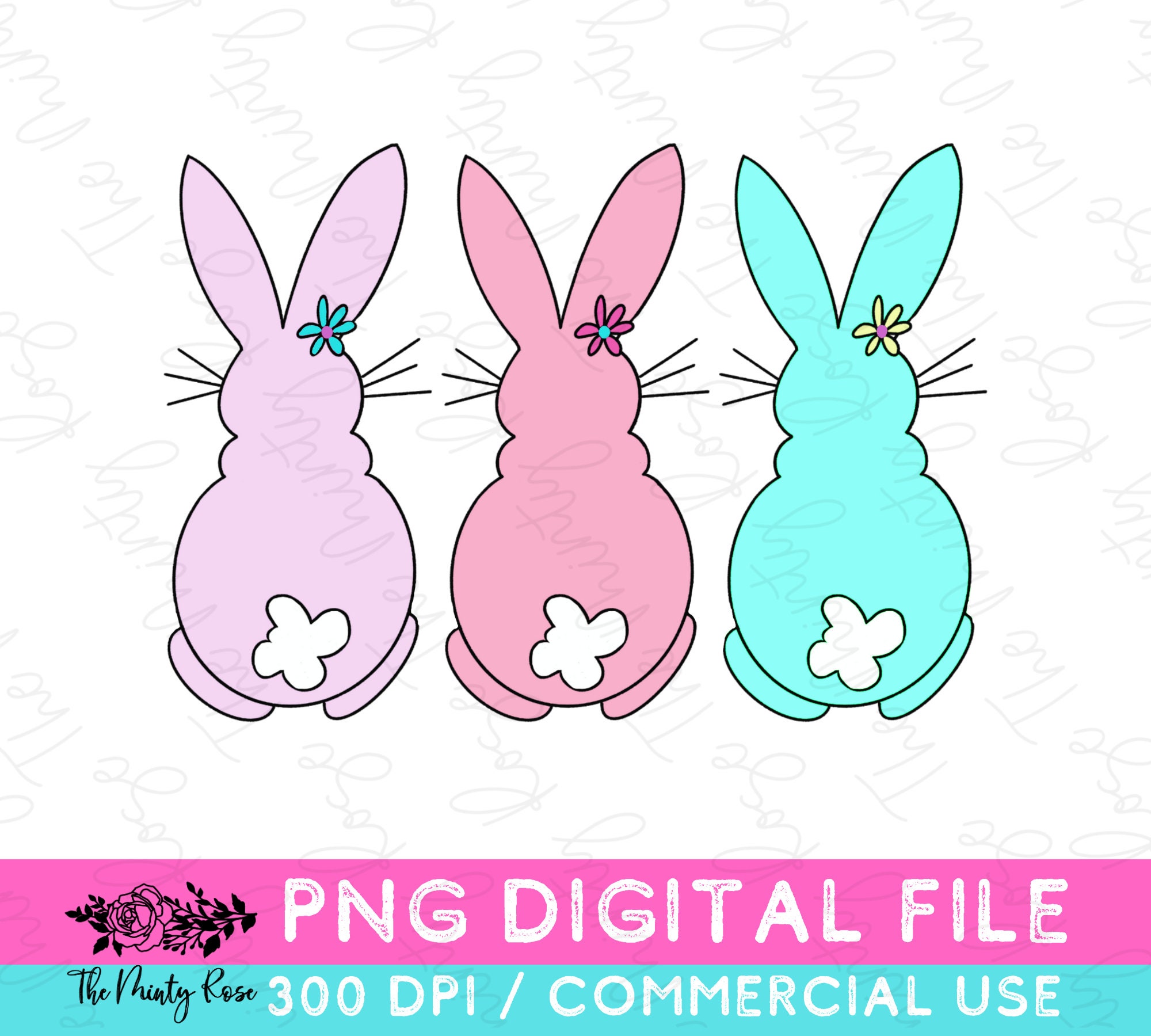 Easter Bunny Png, Cute Bunny Tail, Sublimation, Planner Clip Art ...