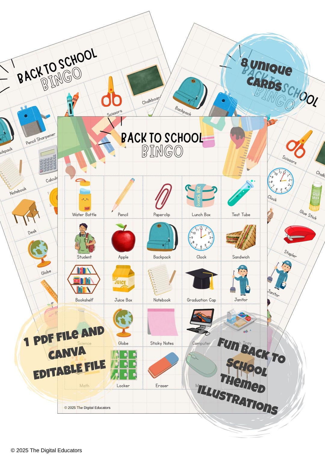 Back to School Bingo Printable Game | PDF + Canva Editable | Classroom ...