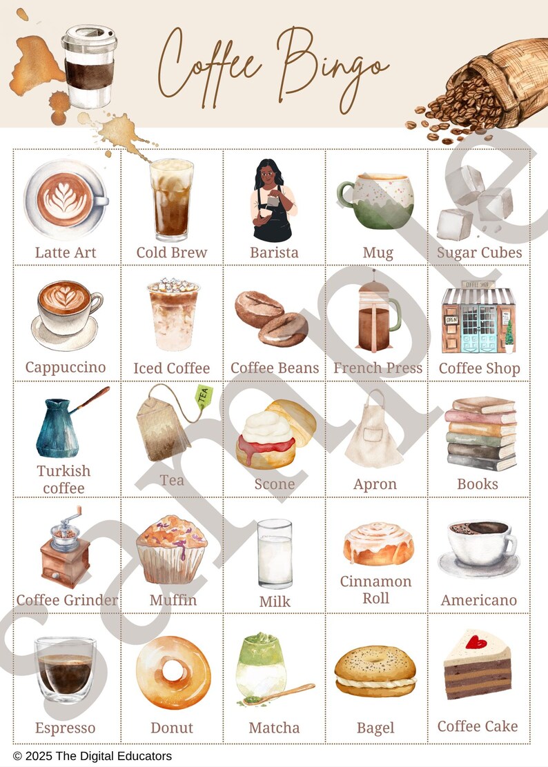Coffee Bingo Party Game Printable - Etsy