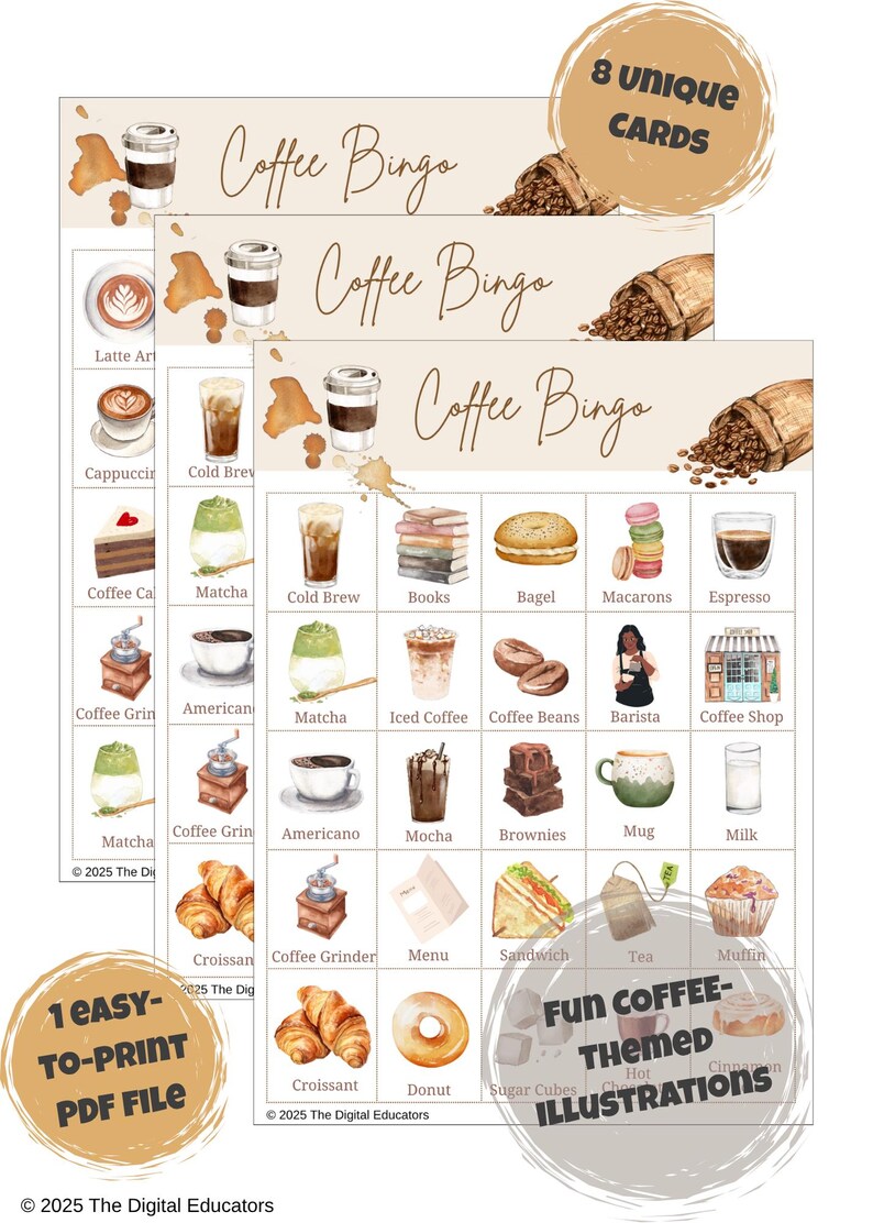 Coffee Bingo Party Game Printable - Etsy