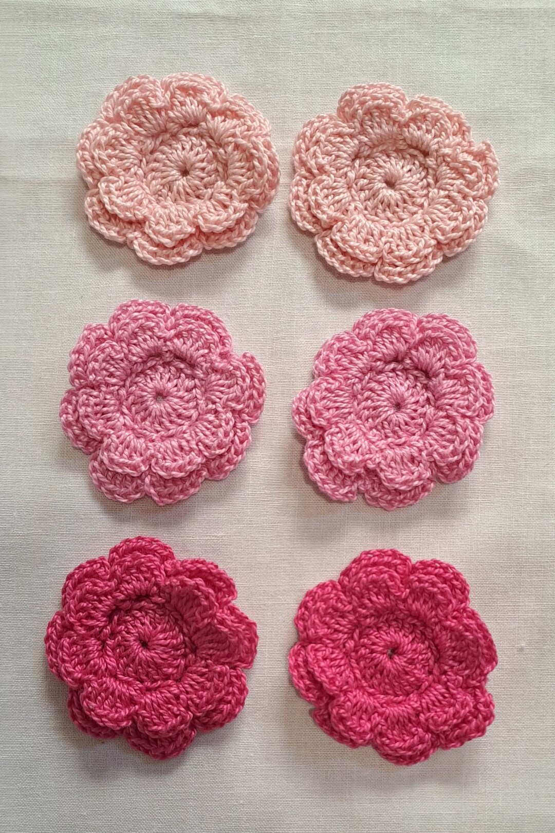 Flowers Crocheted Pink 6 - Etsy