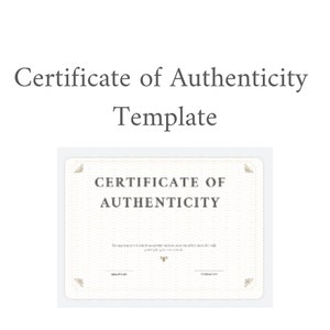 Certificate of Authenticity Template for Artists, Editable Certificate ...