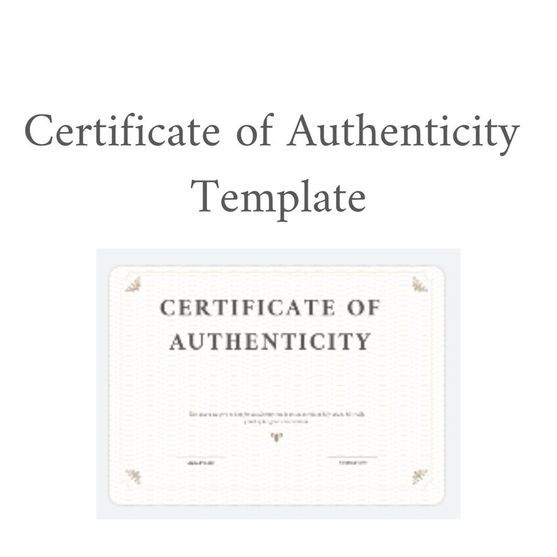 Certificate of Authenticity Template for Artists, Editable Certificate ...