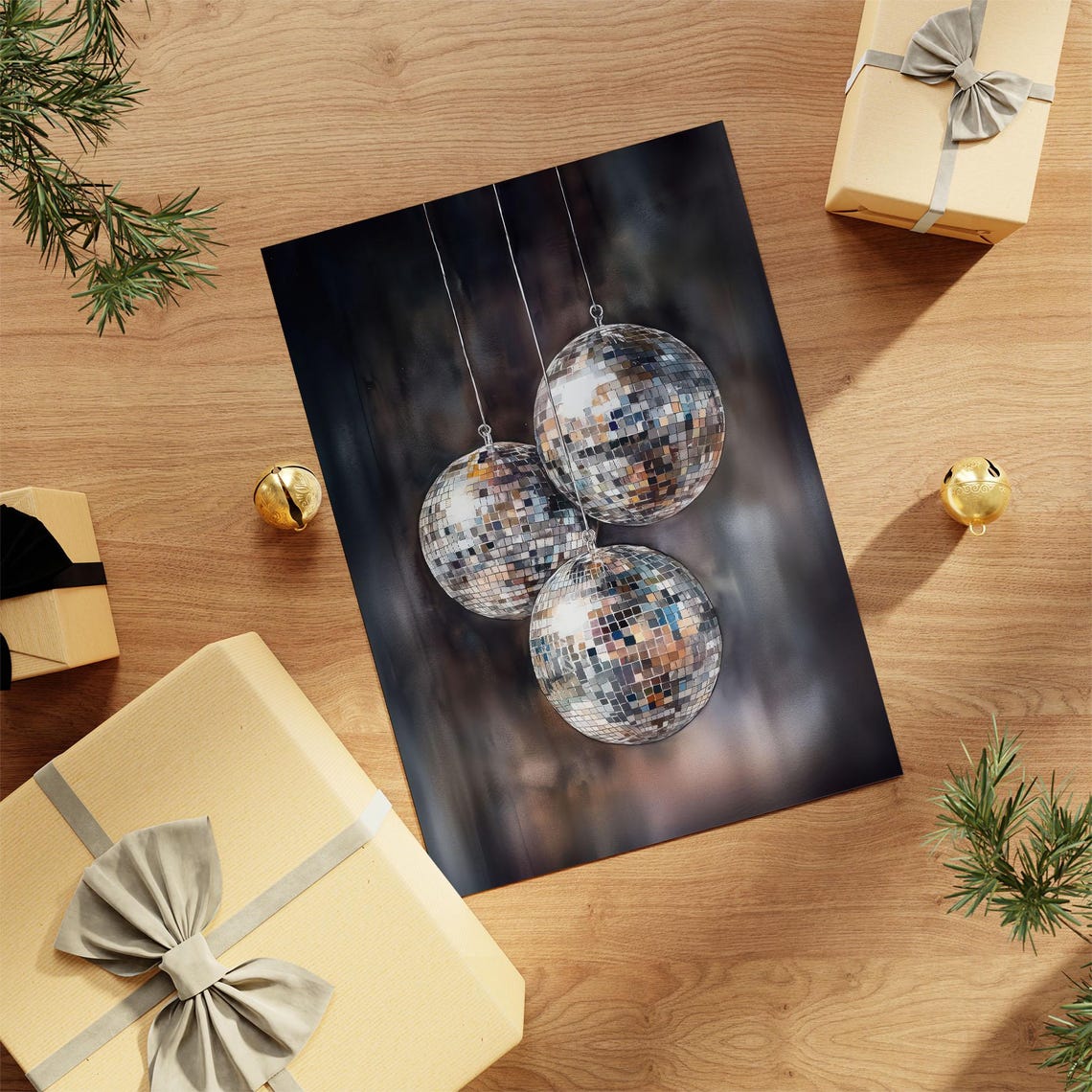 Disco Ball Trio Wall Art Retro Party Decor Dark Digital Print for ...