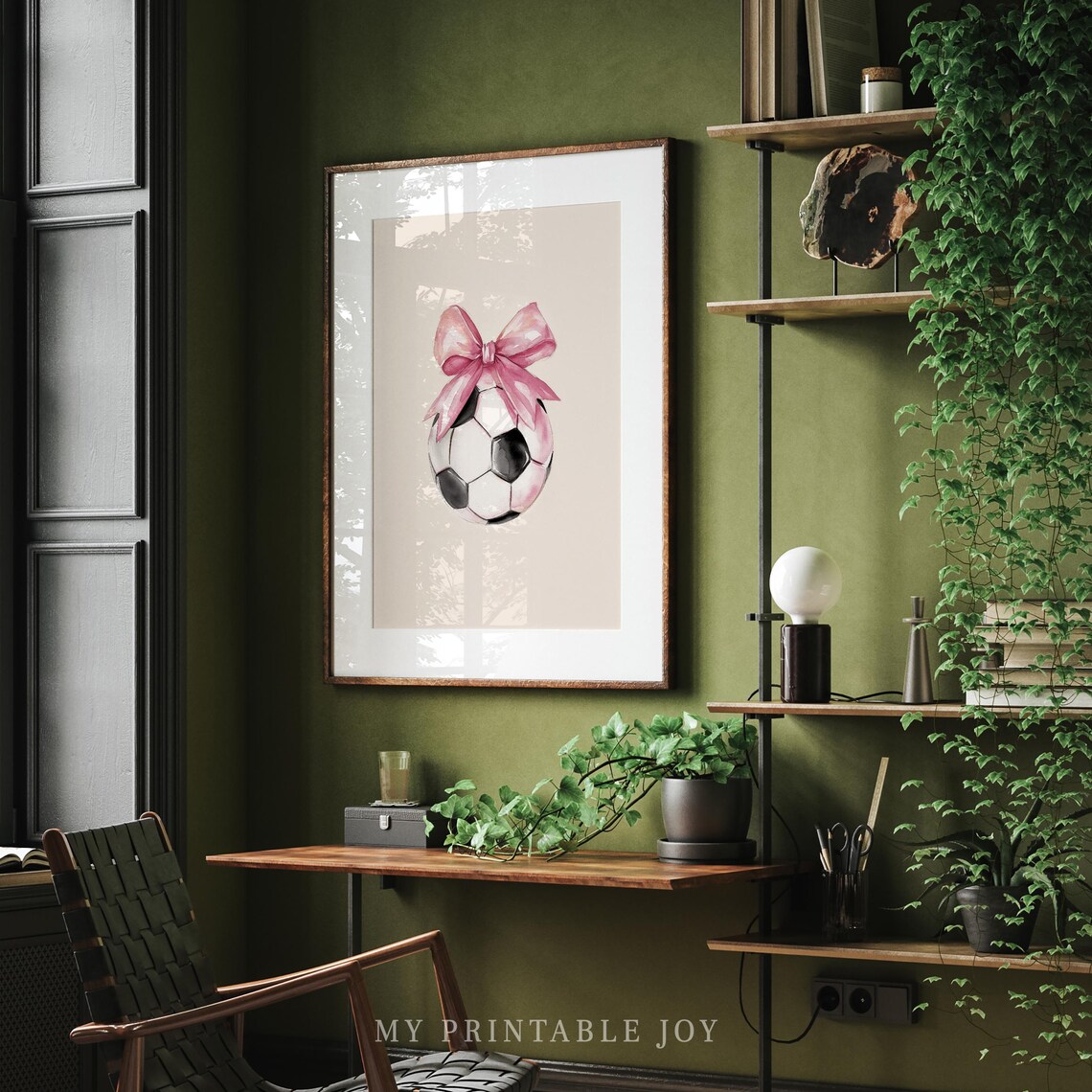 Coquette Soccer Ball Pink Bow Romantic Sports Wall Art Printable ...
