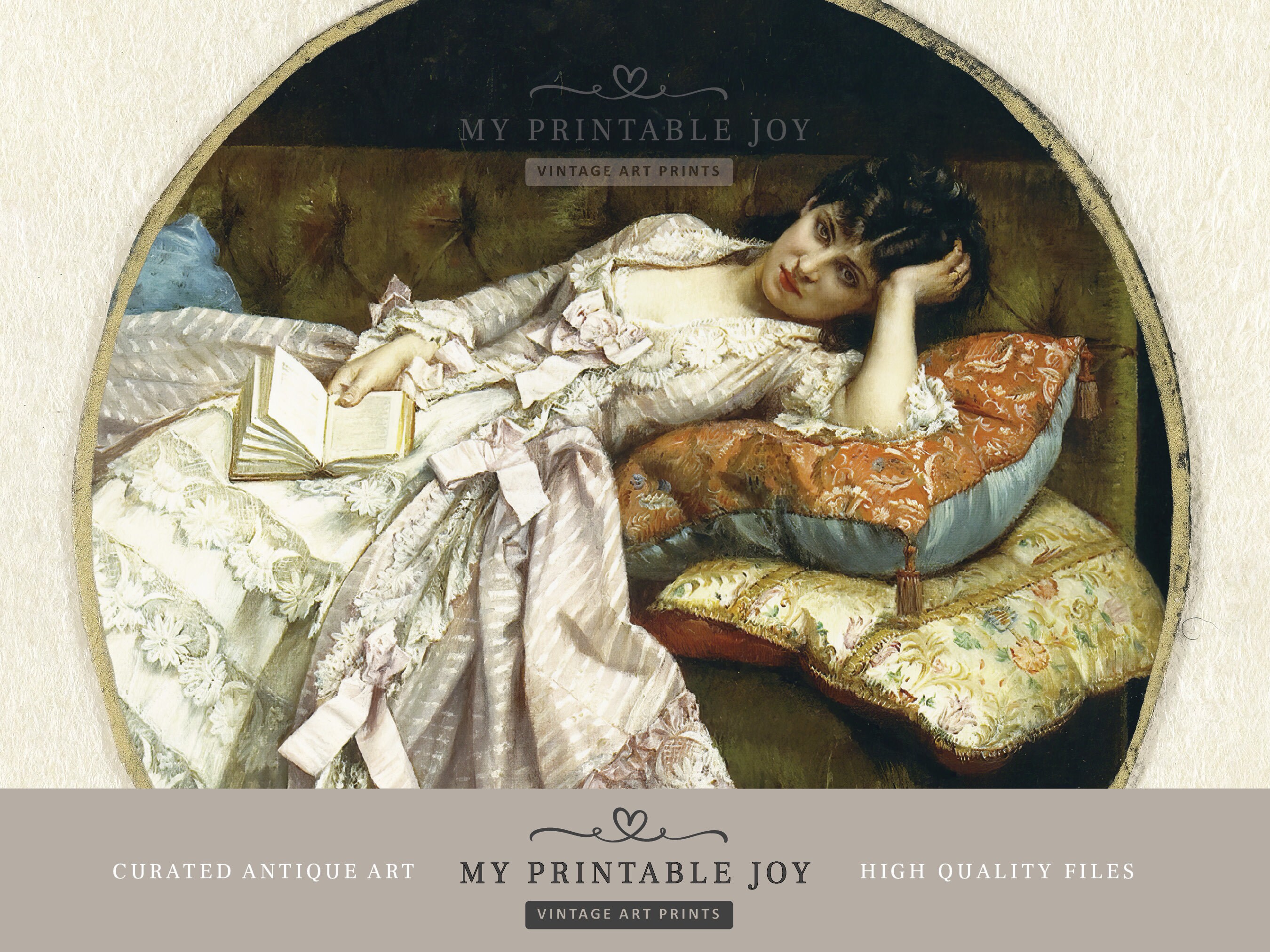 Decadent Young Woman Reading | Vintage Printables | Famous Bored Female ...