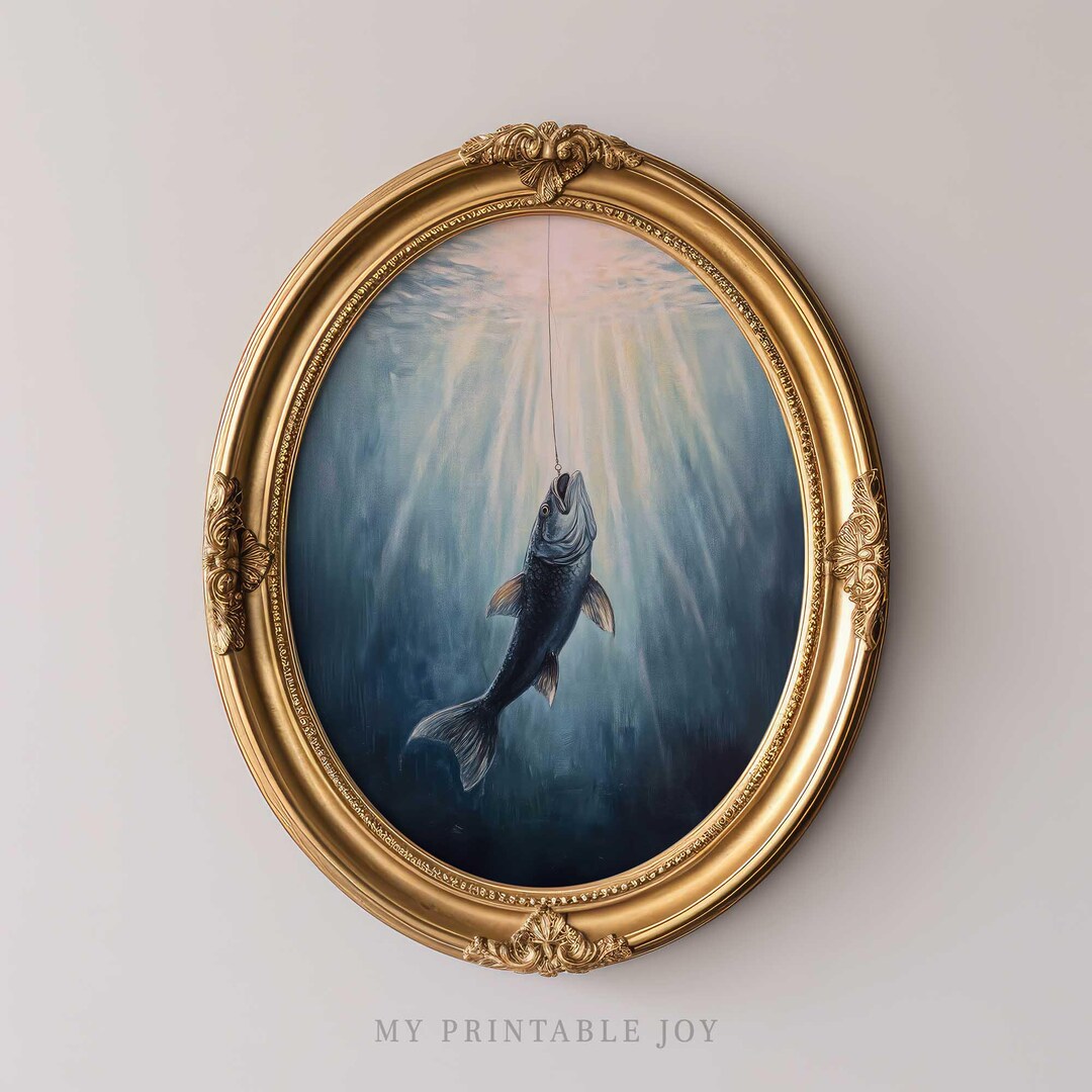 Catfish Wall Art Hooked Fish Underwater Scene With Light Beams ...