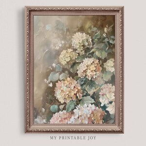 Printable Hydrangea, Spring Flower Print, Rustic Farmhouse, Neutral ...