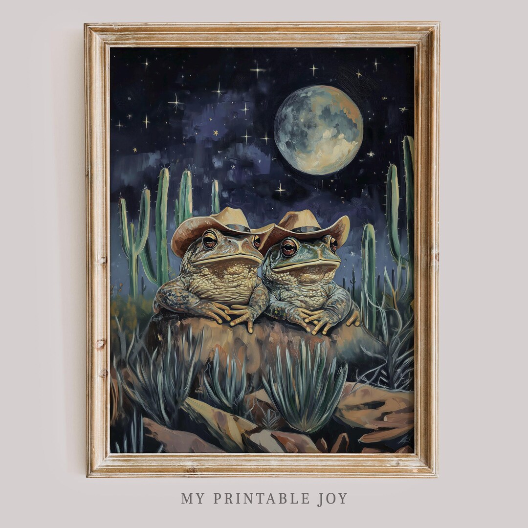 Funny Cowboy Toad and Frog Wall Art Print Colorful Toads Western Animal ...