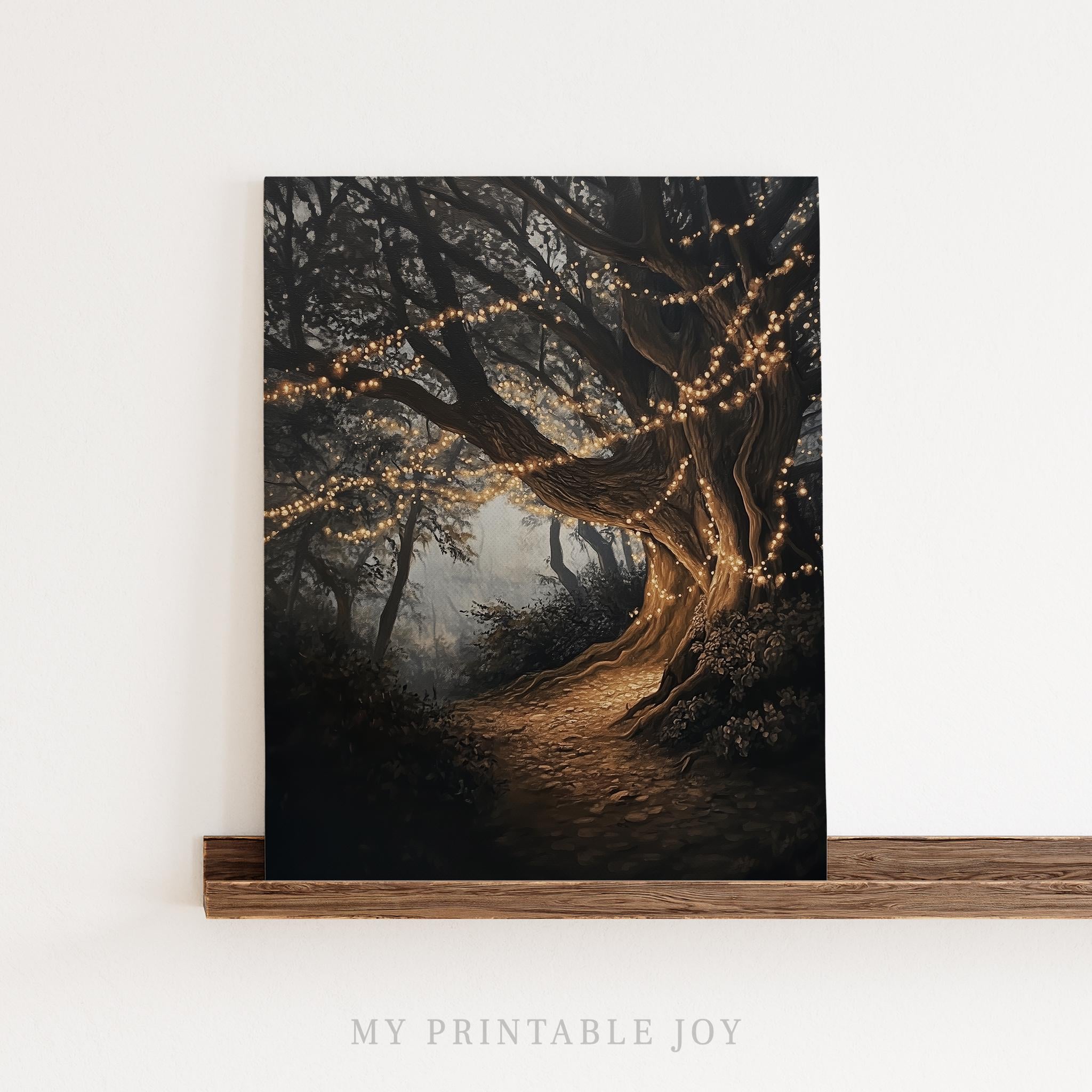Glowing Tree Tunnel - Cottagecore Forest Path Wall Art, Enchanted Fall ...