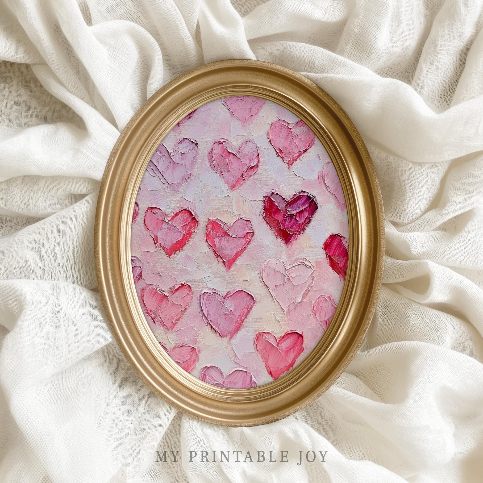 Printable Heart Painting Pattern - Romantic Wall Art, Cute Pink Decor ...
