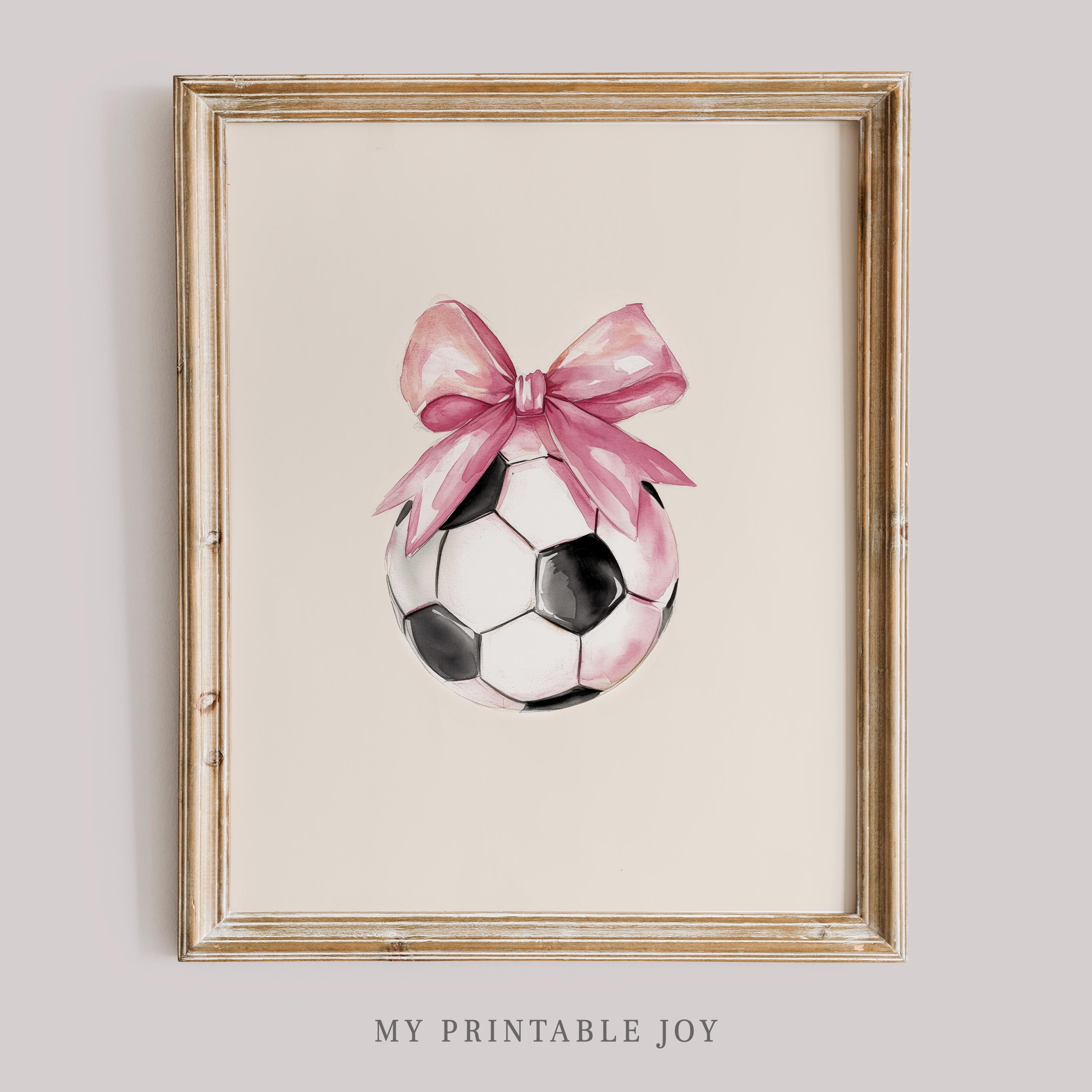 Coquette Soccer Ball Pink Bow Romantic Sports Wall Art Printable ...