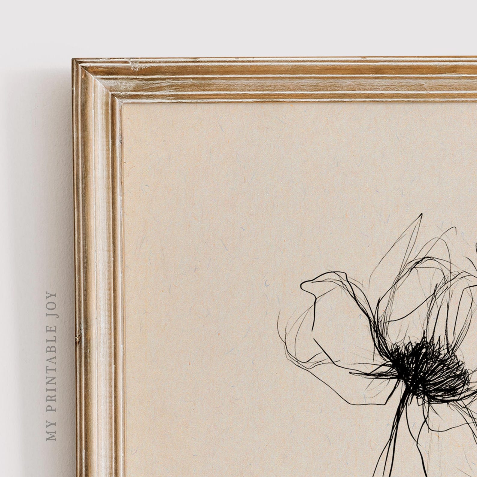 Poppy Botanical Drawing – Rustic Ink Sketch Printable Wall Art ...