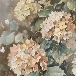 Printable Hydrangea, Spring Flower Print, Rustic Farmhouse, Neutral ...