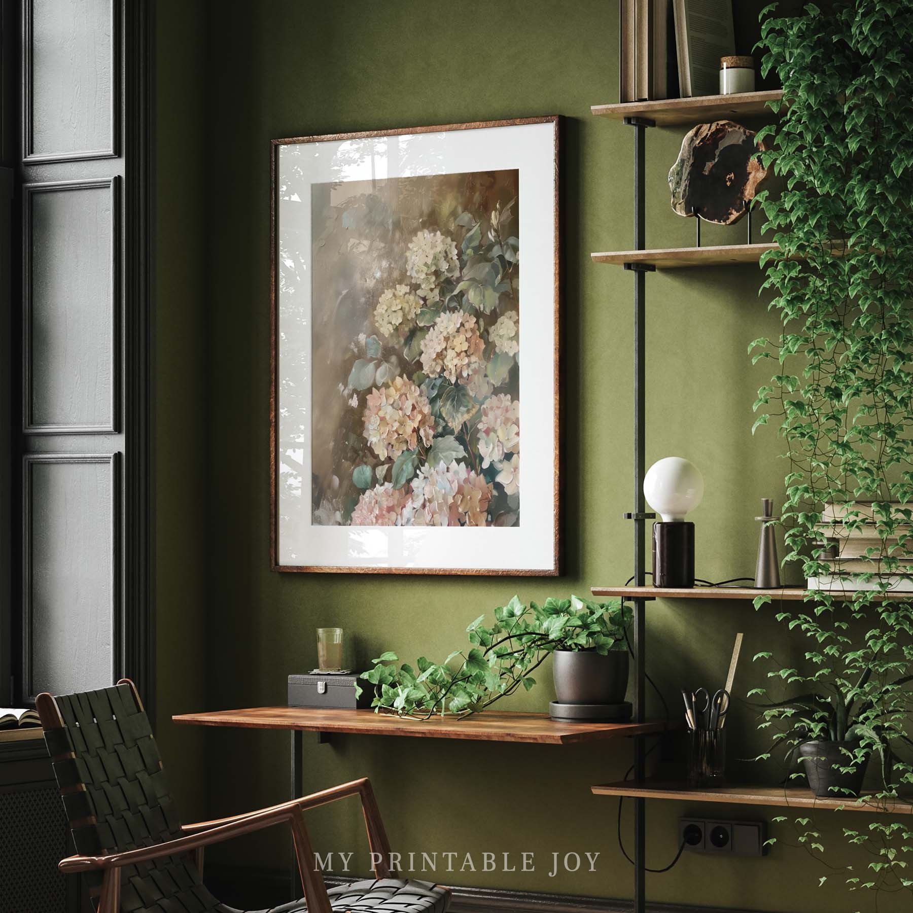 Printable Hydrangea, Spring Flower Print, Rustic Farmhouse, Neutral ...