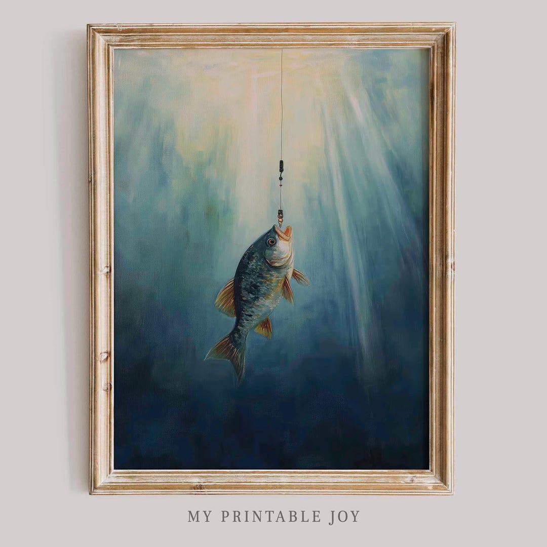 Bluegill Fish Wall Art Hooked Underwater Light Printable for Anglers ...