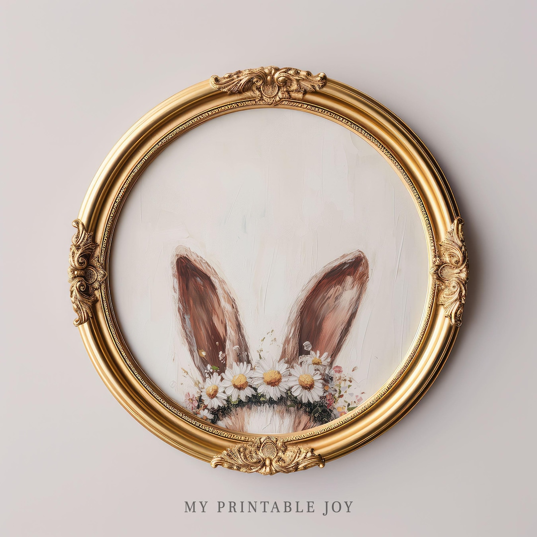 Peekaboo Bunny Wall Art Funny Rabbit Print With Daisies Spring Rabbit ...