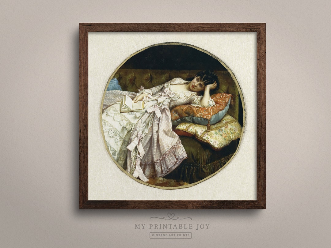 Decadent Young Woman Reading | Vintage Printables | Famous Bored Female ...