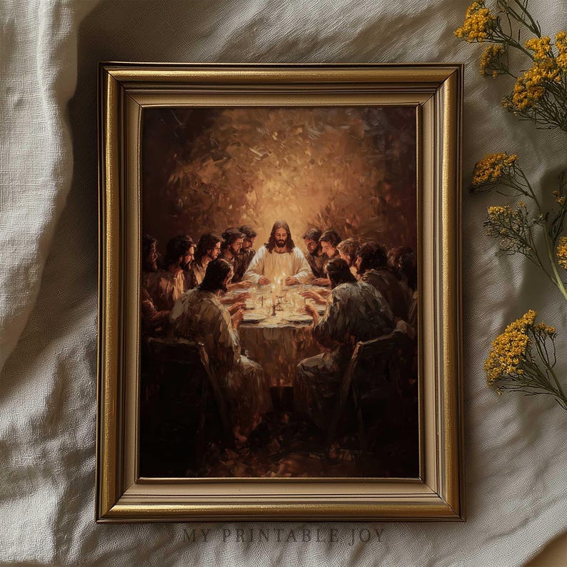 Last Supper Christian Printable Vintage Wall Art Spiritual Digital ...