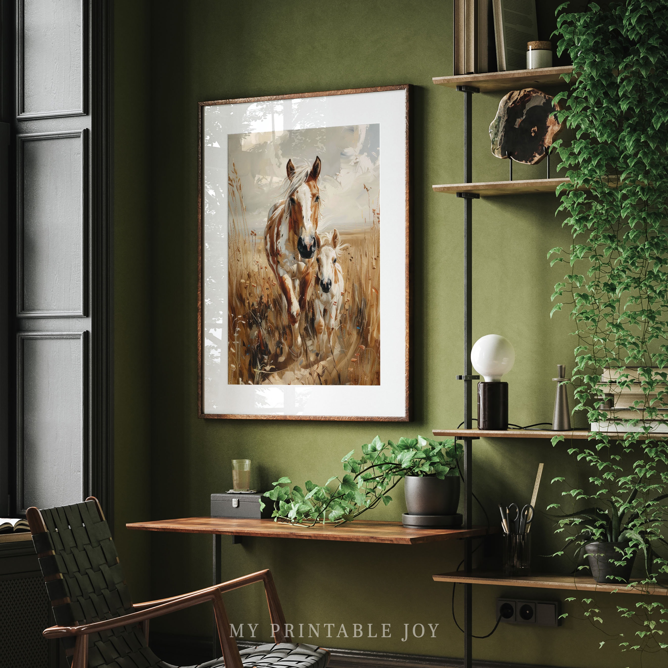 Printable Wildhorses Horse Mother and Faul Painting Cowboy Farmhouse ...