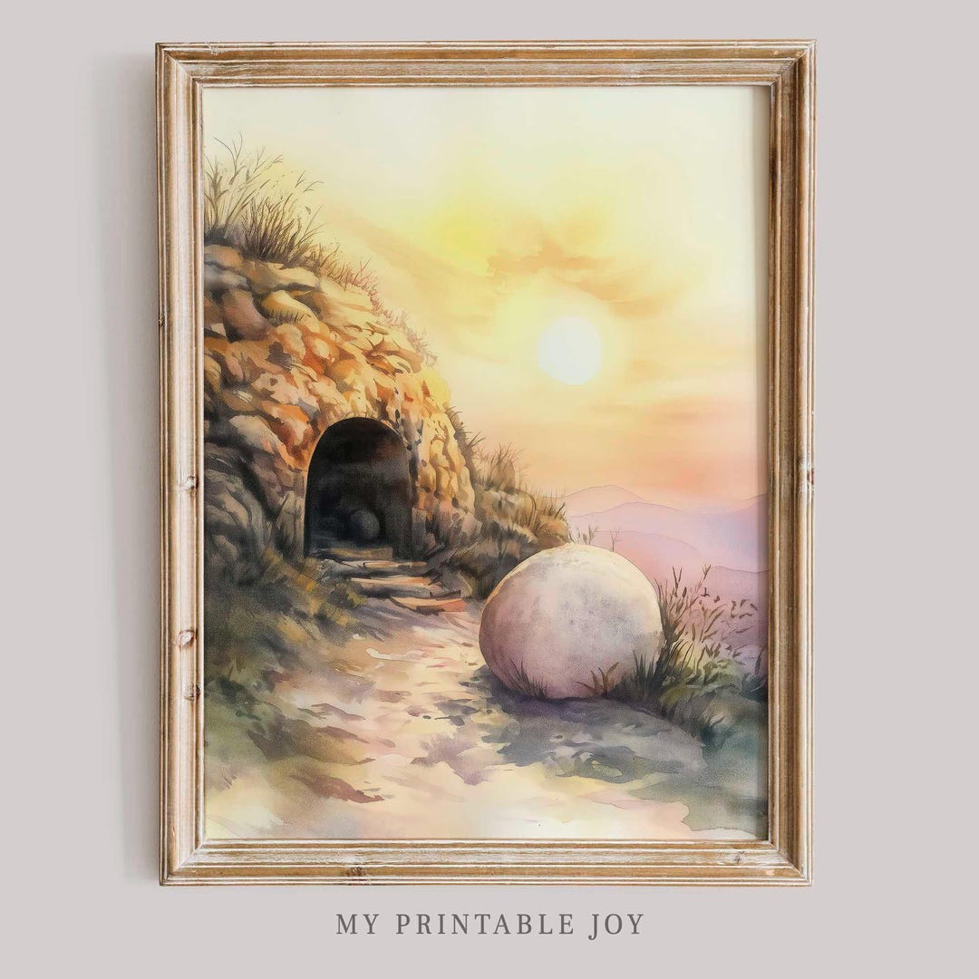 Empty Tomb Glowing Sun Art Christian Easter Print Jesus Christ ...