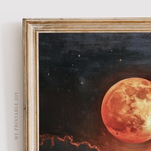 Red Moon Over Misty Trees - Spooky Autumn Night Sky Wall Art Moody ...