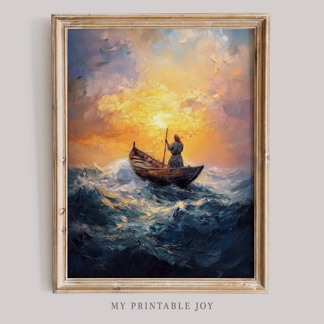 Jesus Calming the Storm Printable Wall Art Sunrise Christian Decor ...