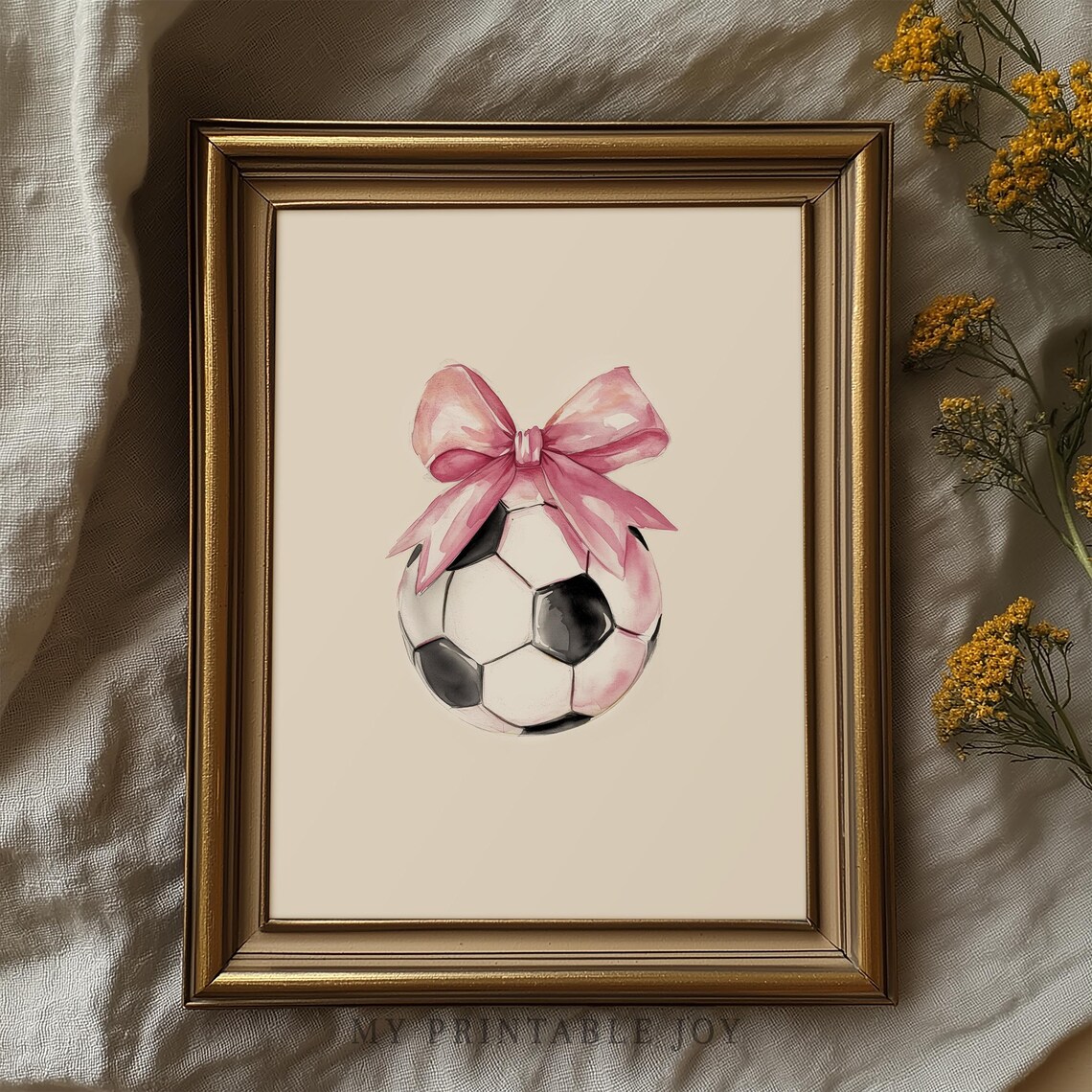Coquette Soccer Ball Pink Bow Romantic Sports Wall Art Printable ...