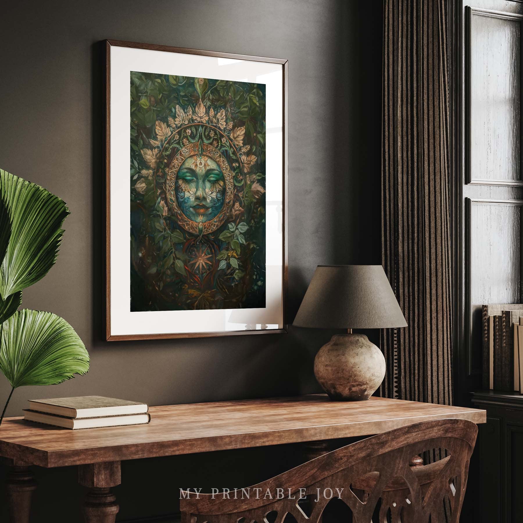 Printable Goddess Greenery Painting Witch Art Abstract Mandala Art ...