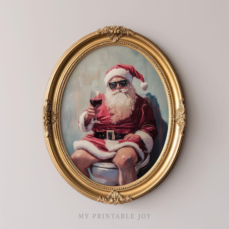 Funny Bathroom Christmas Santa Wall Art Digital Download Santa Humor ...