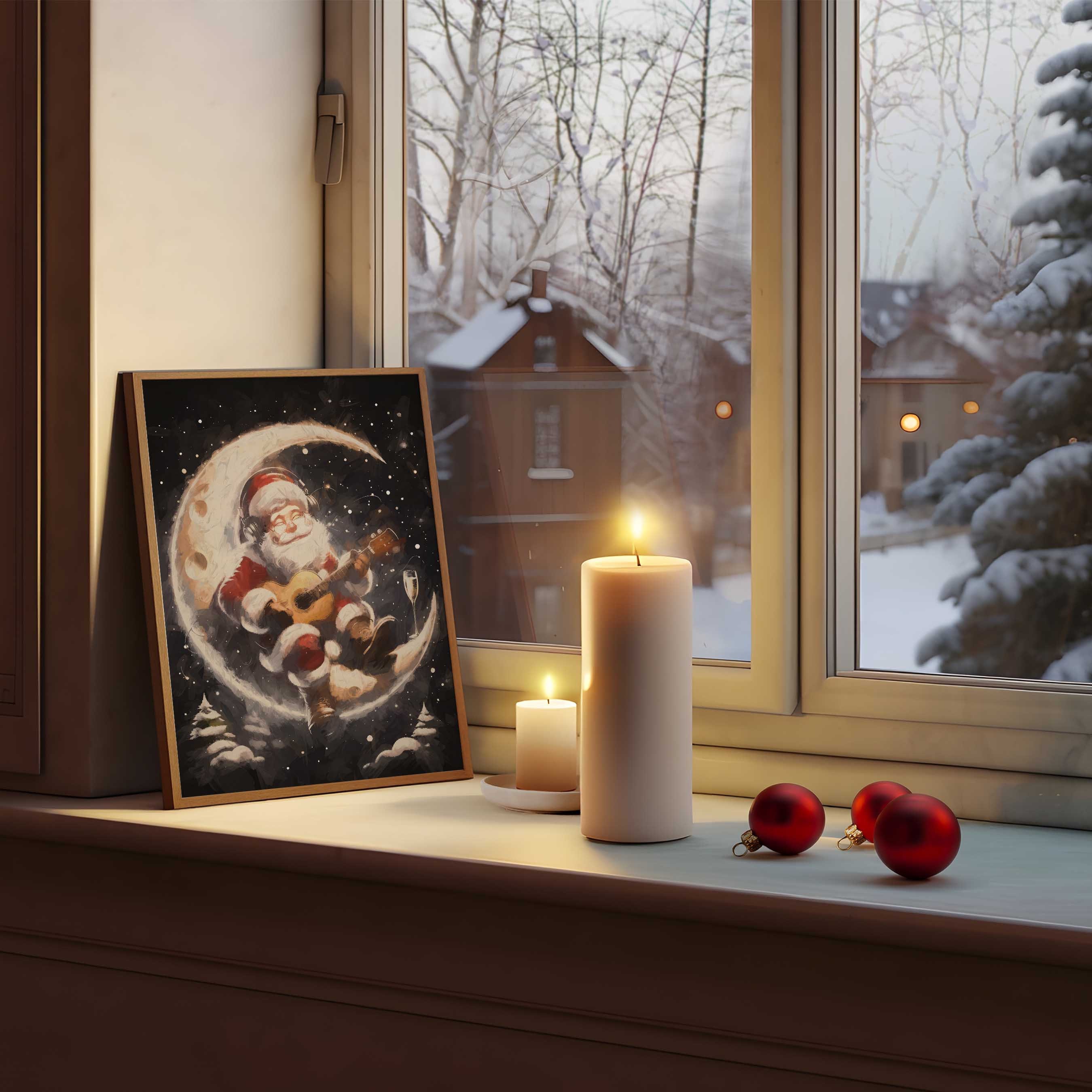 Santa Moon Christmas Vintage Printable Wall Art Nursery - Etsy