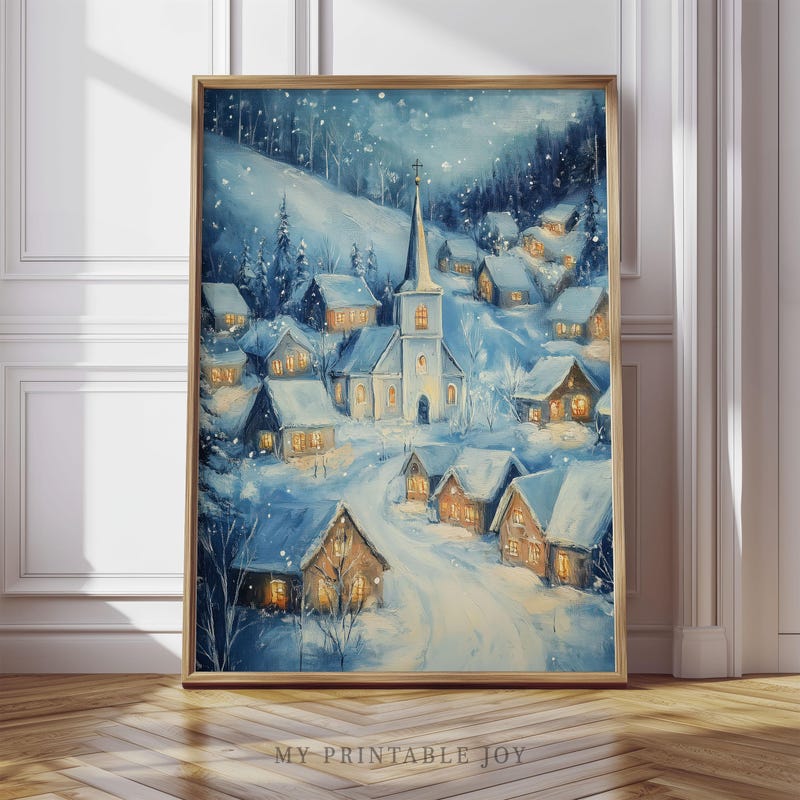 Snowy Church - Etsy