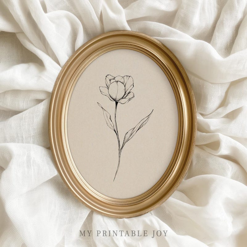 Cute Tulip Drawing Black - Etsy