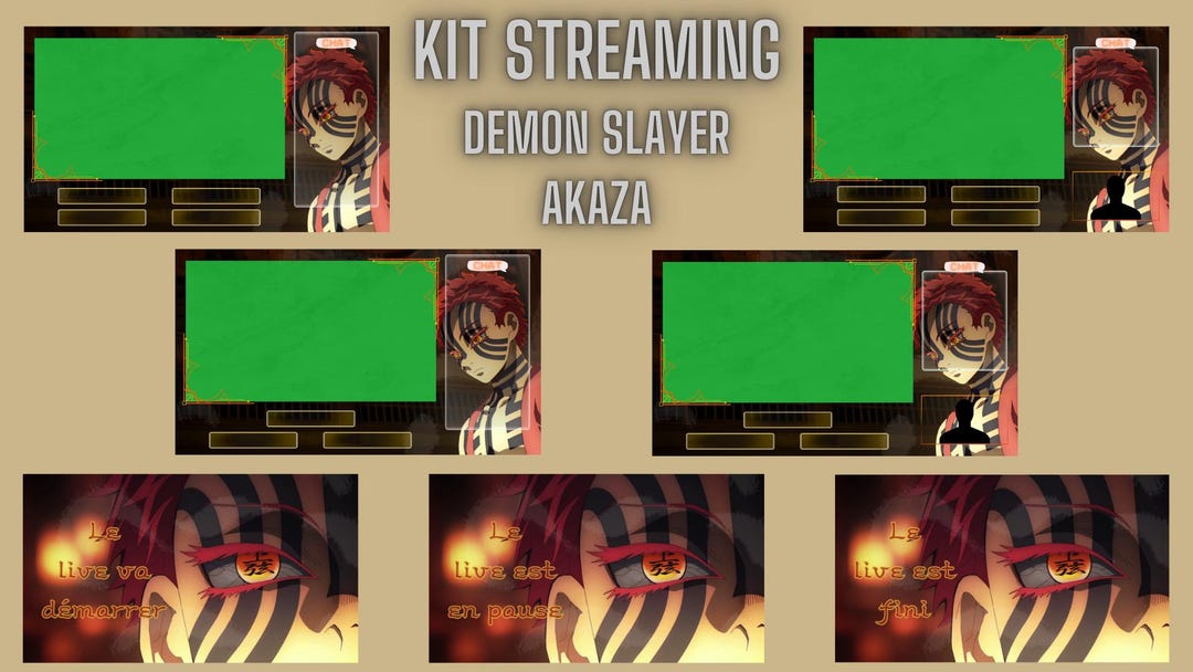Animated Stream Pack Twitch Streamer Kit Akaza Demon Slayer Twitch ...