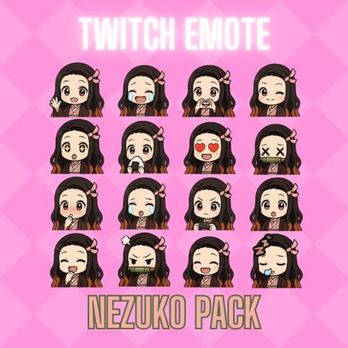 Nezuko Emote Twitch | Static Emote Pack | Demon Slayer | Twitch ...