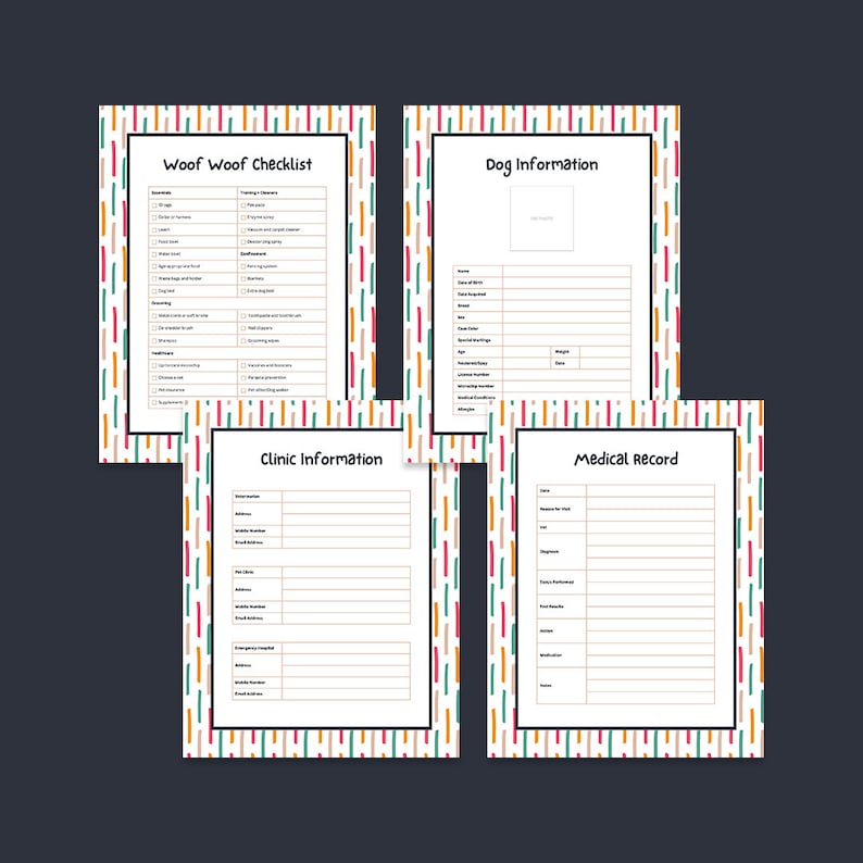 Dog Health Record, Canine Health Record, Dog Vaccine Log, Medical ...