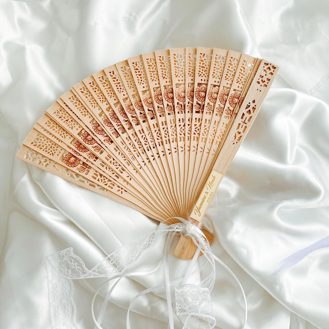 Bulk Personalized Hand Fan Wedding Favors for Guests, Wooden Fans ...