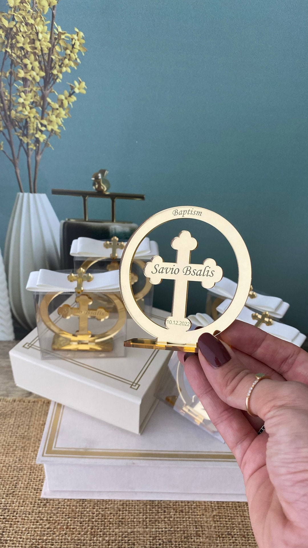 Baptism Favors With Stand, Baptism Decorations, Christening Favor ...