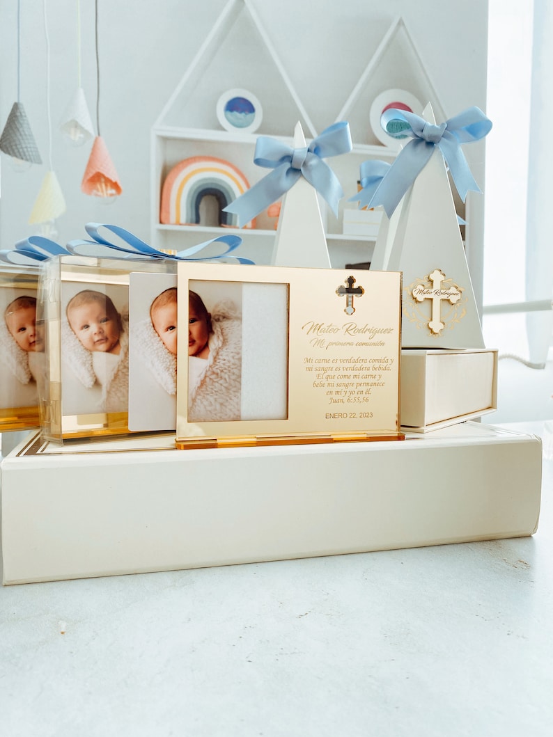 Baptism Gift Set Personalized Baptism Photo Frame Candy Box - Etsy