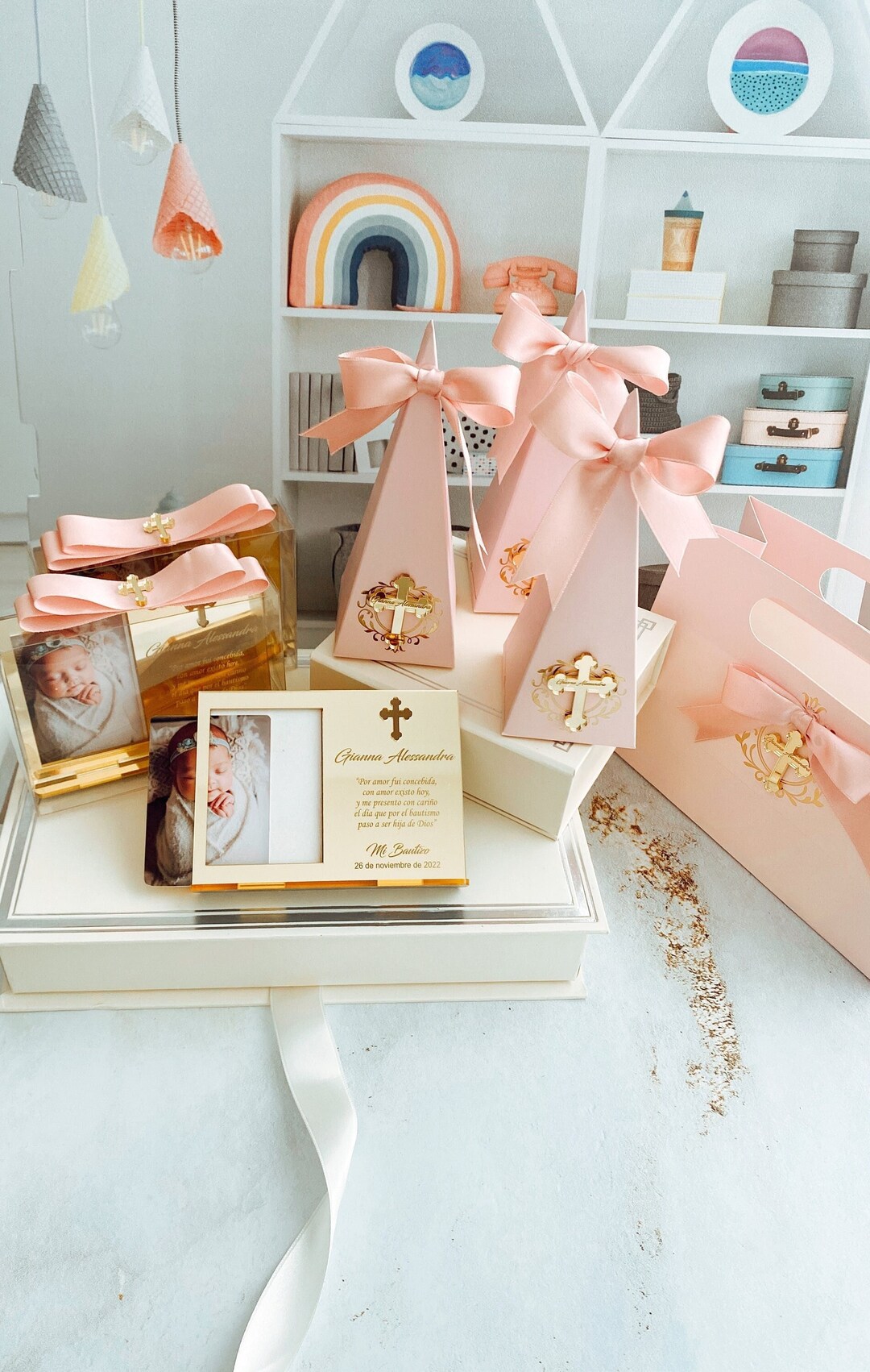 Baptism Gift Set, Personalized Baptism Photo Frame, Candy Box & Gift ...