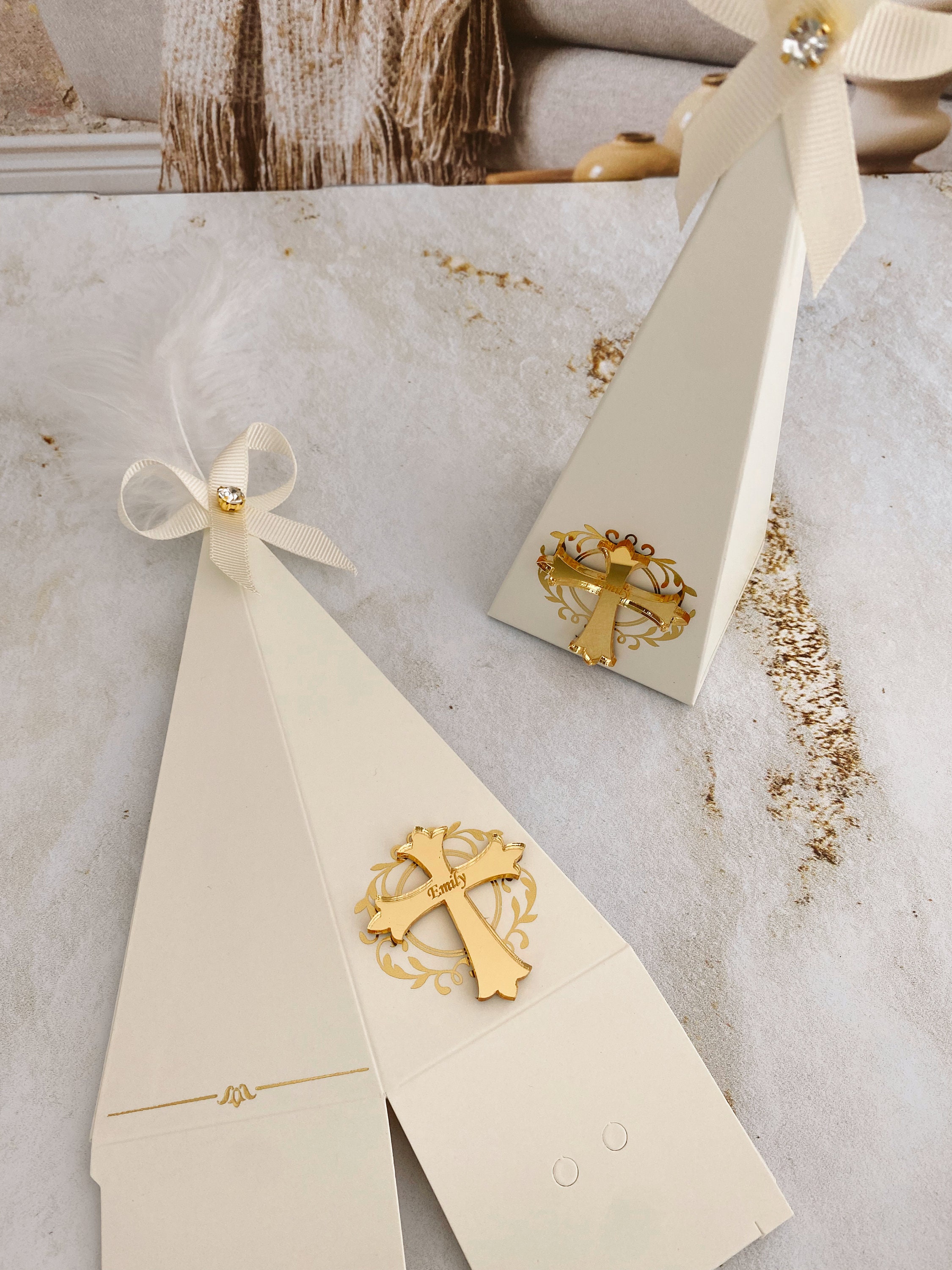 Elegant Christening Candy Boxes - First Holy Communion Favors - Baptism ...