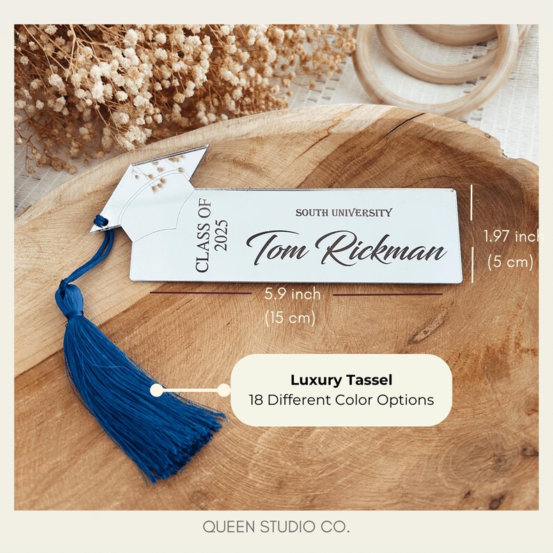 Personalization Graduation Bookmark, Silver Graduation Cap Bookmark ...
