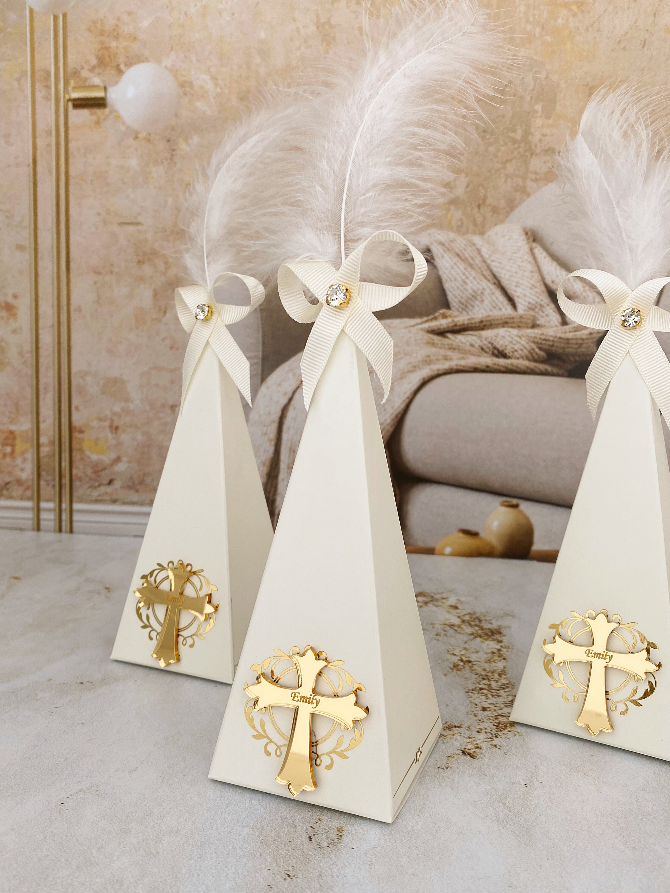 Elegant Christening Candy Boxes - First Holy Communion Favors - Baptism ...