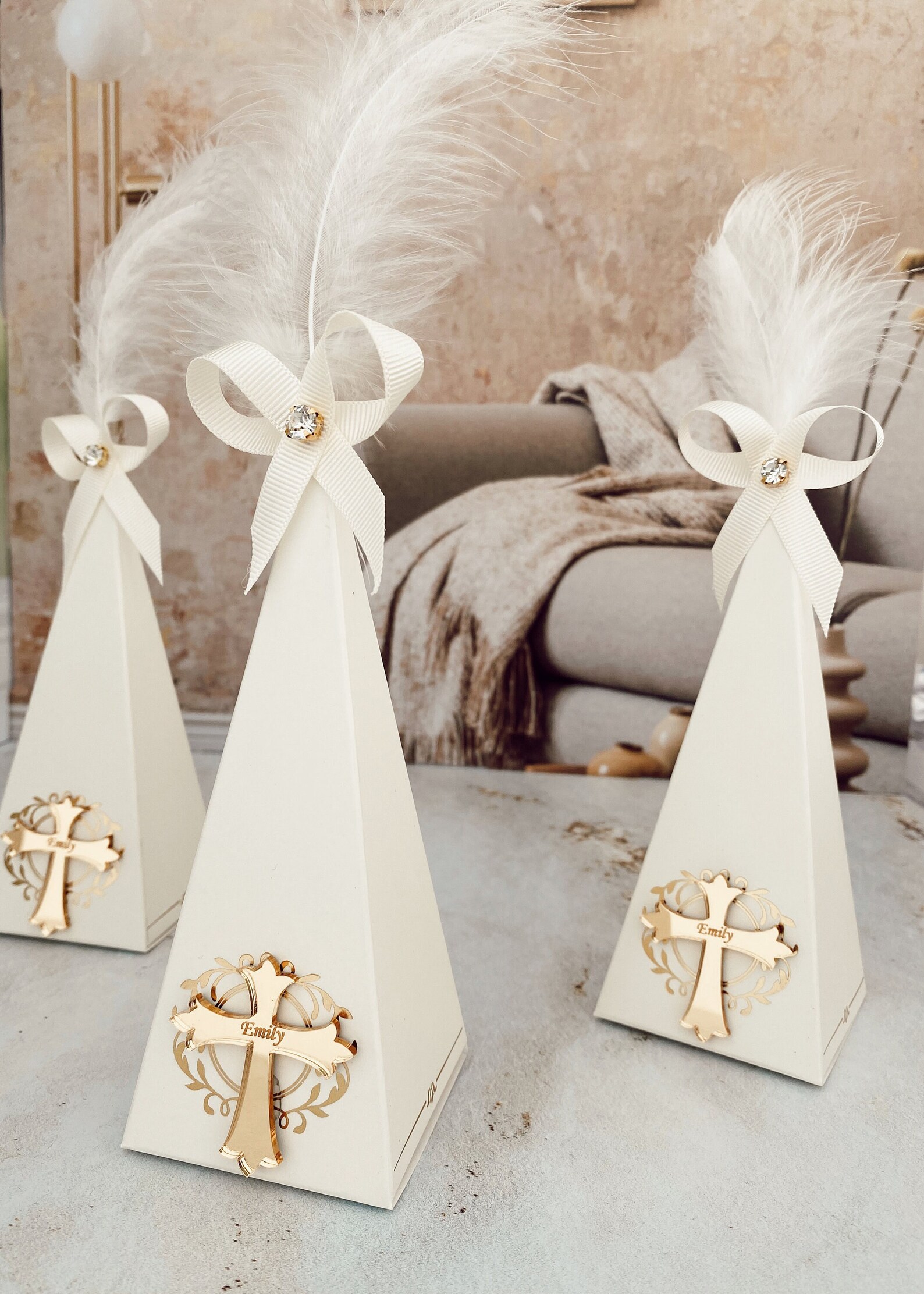 Elegant Christening Candy Boxes - First Holy Communion Favors - Baptism ...