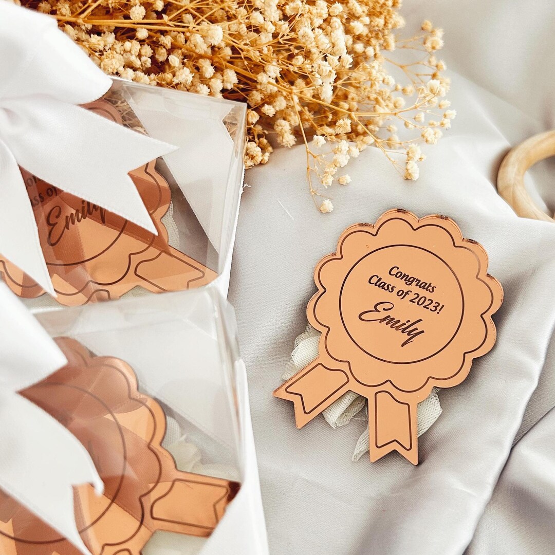 Rose Gold Congrats Grad Rosette, High School Graduation Gift for Grad ...