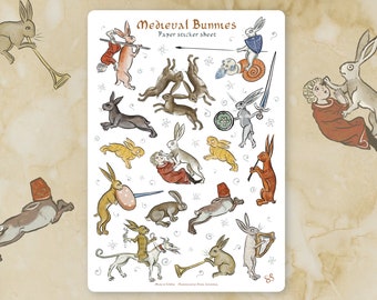 Sticker Sheet MEDIEVAL KNIGHTS Funny Whimsical Historical Stickers for ...