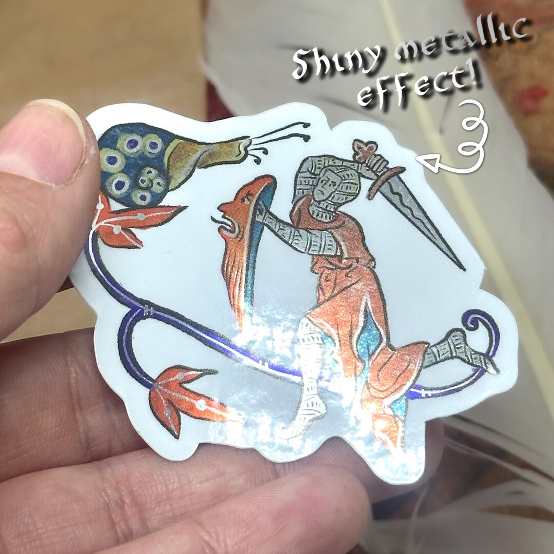 Metallic Knight Fighting Snail - Vinyl Sticker, Waterproof, Medieval ...