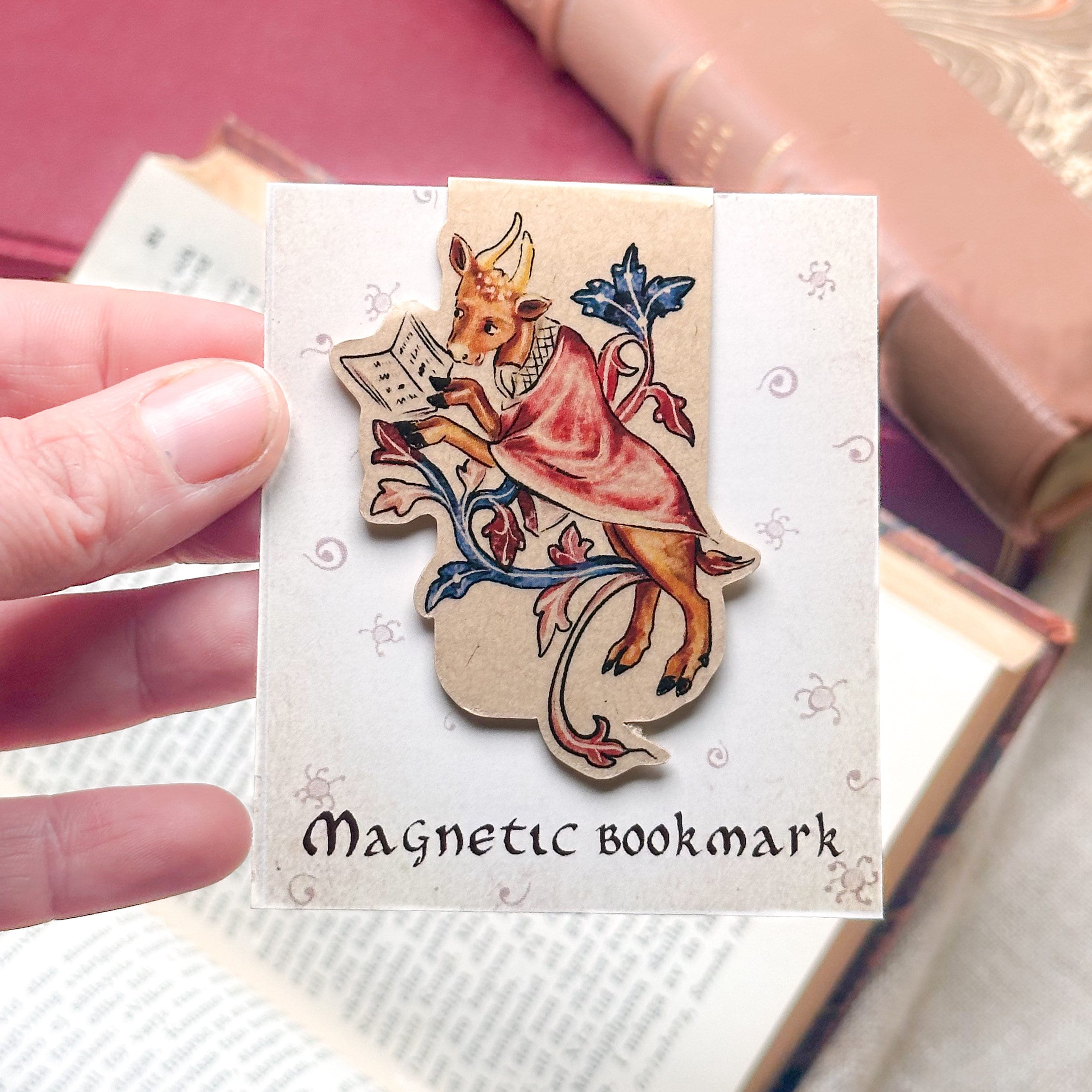 Magnetic Bookmark MEDIEVAL READING COW, Funny Whimsical Historical ...